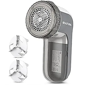 BEAUTURAL Fabric Shaver and Lint Remover, Sweater Defuzzer with 2-Speeds, 2 Replaceable Stainless Steel Blades, Battery Operated, Remove Clothes Fuzz, Lint Balls, Pills, Bobbles