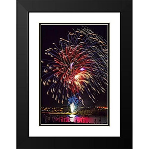 ArtDirect Colorado, Frisco Fireworks Display on July 4th VII 13x18 Black Modern Wood Framed with Double Matting Museum Art Print by Lord, Fred