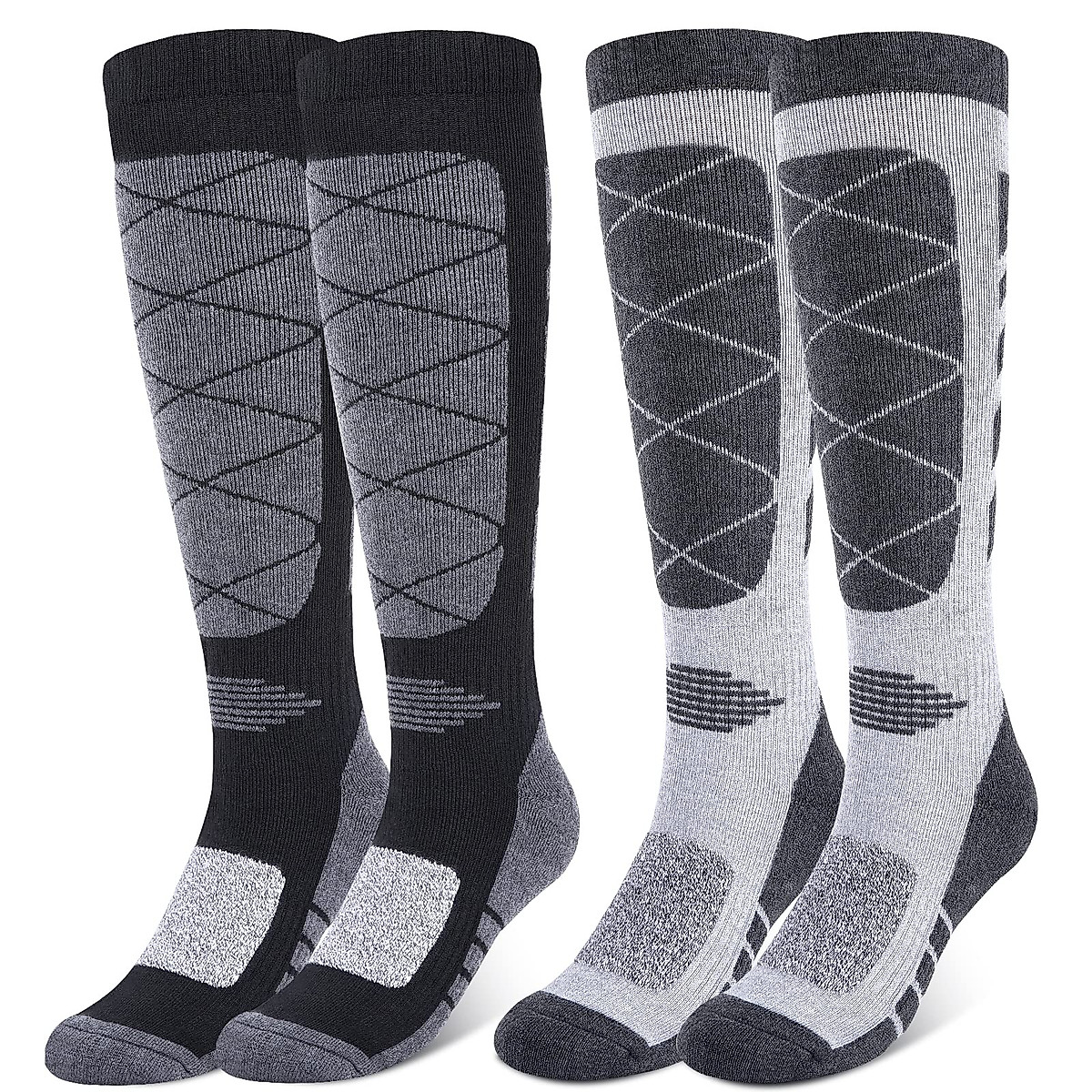 KUYOU Ski Socks 2 Pair Skiing Socks OTC Women Men Thermal Knee High Warm Winter Snow Skating Snowboarding Socks Merino Wool