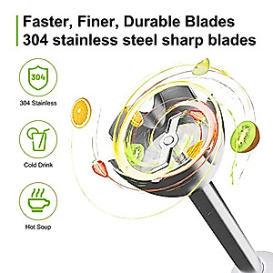 Immersion Blender Handheld, 5 in 1 Multi-purpose Hand Blender Electric 500W 6-Speed with Turbo Mode, Stick Blender with 500ml Food Chopper, 600ml Beaker, Stainless Steel Egg Whisk, Milk Frother (5 in 1)