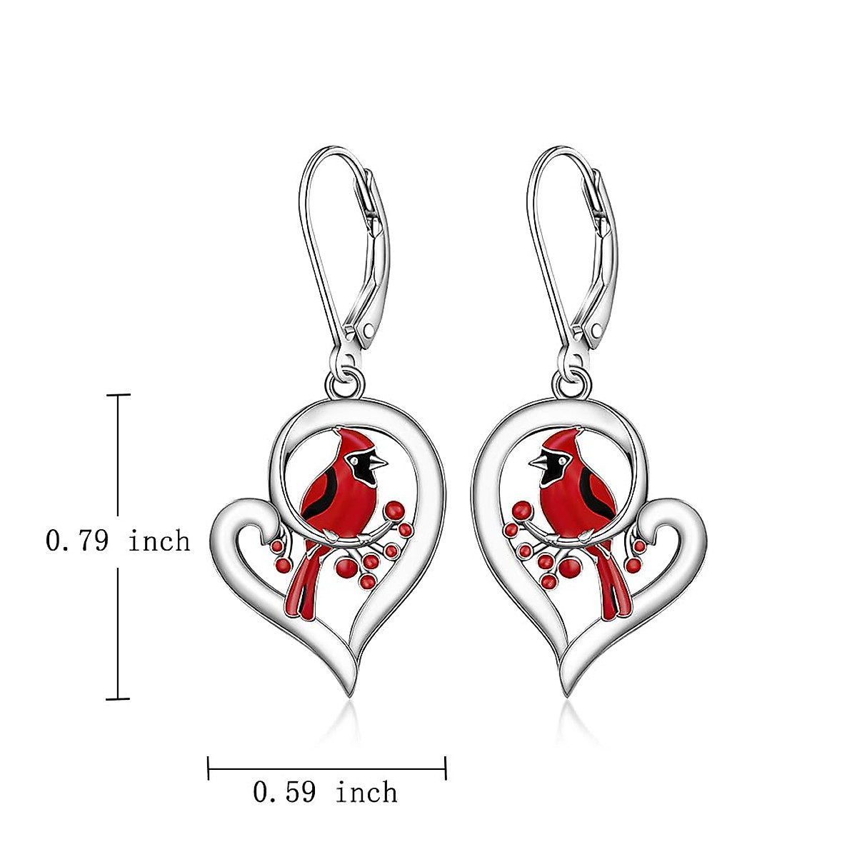 Red Cardinal Earrings Bird Earrings for Women Cardinal Appear When Angels Are Near Sterling Silver Cardinal Memorial Gifts for Loss of Loved One