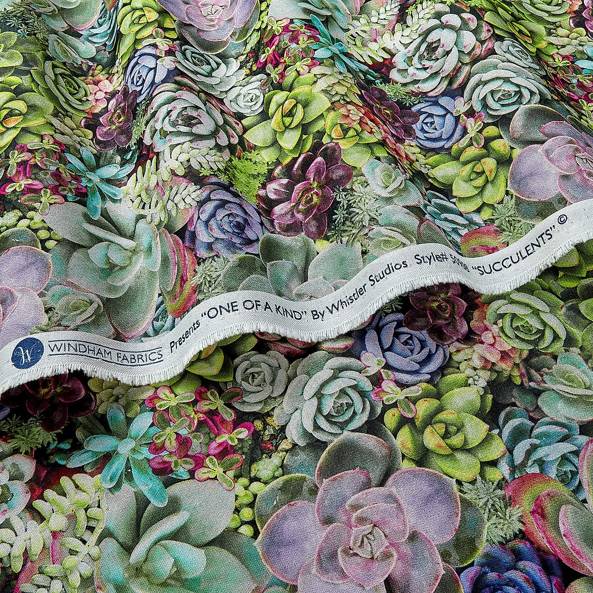 Whistler Studios One Of A Kind Succulents Multi, Fabric by the Yard