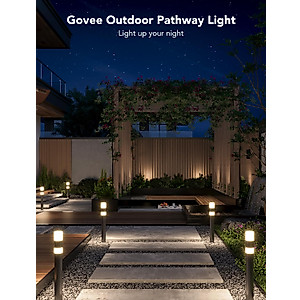 Govee Outdoor Pathway Lights, Patio Decorations, Smart Outdoor Lights with App Control, 250LM RGBIC Walkway Lights, IP65 Aluminum Landscape Lighting for Yard, Works with Alexa, Wired 4 Pack