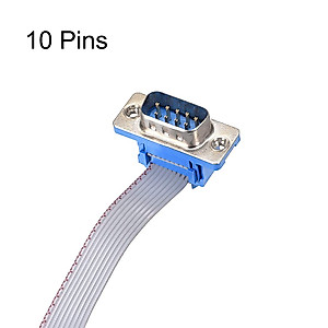 uxcell IDC Wire Flat Ribbon Cable DB9 Male to FC-10 Female Connector 2.54mm Pitch 20cm Length, 2pcs