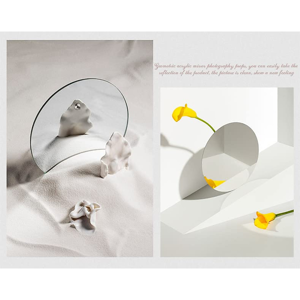 GISELA D Acrylic Mirror Reflection Board Geometric Shape Photo Background Props Set Photography Ornaments Reflective Display Sheet (7Pcs)