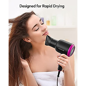 Wavytalk Professional Hair Dryer with Diffuser, 1875W Blow Dryer Ionic Hair Dryer for Women with Constant Temperature, Hair Dryer with Ceramic Technology Fasting Drying Light and Quiet, Black