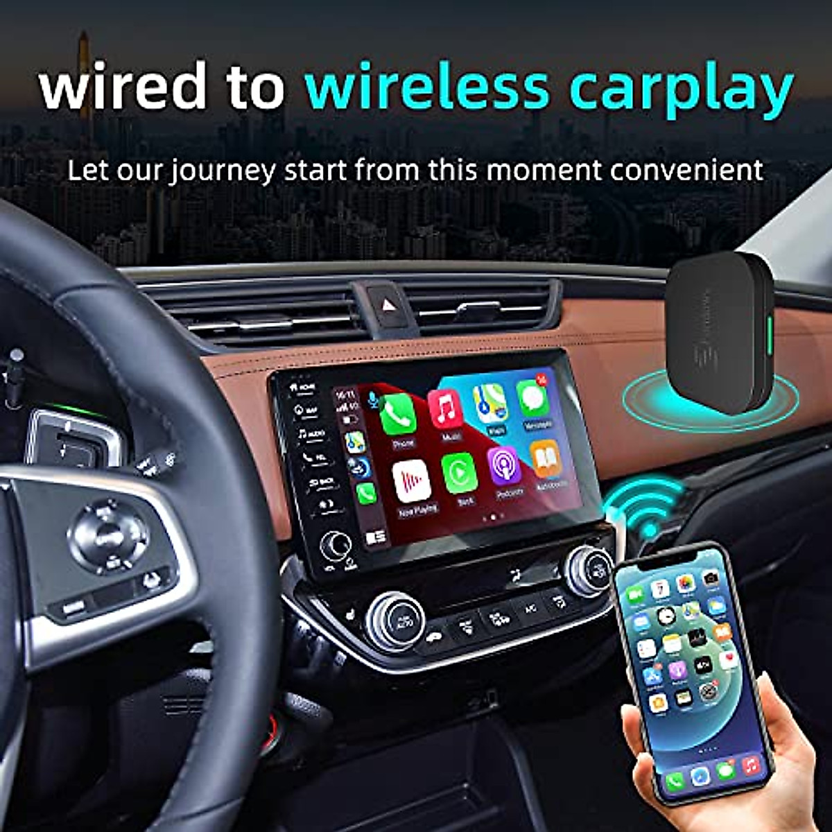 Fortdows Wireless CarPlay Adapter 2022 Speed Fastest Apple Wireless CarPlay Dongle Plug & Play 5Ghz WiFi Auto Connect No Delay Online Update，for OEM Wired CarPlay Cars Model Year After 2016