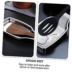 UPKOCH 1pc 304 Stainless Steel Spoon Rest Stainless Steel Utensil Holder Spatula Metal Stainless Steel Ladle Kitchen Spoon Organizer Spoon and Fork Holder Fork Spoon Knife Holder Silver
