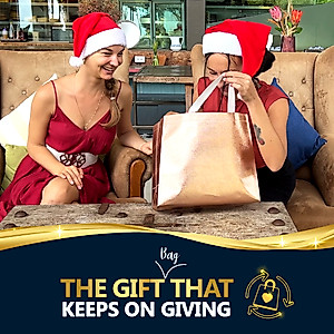 Nush Nush 15 Gift Bags Luxury Mix Color Set - 5 Rose Gold, 5 Silver, 5 Gold Reusable Gift Bags With White Handles - Ideal As Christmas Gift Bags, Goodie Bags, Birthday Gift Bags - 13Wx5Dx11H Size