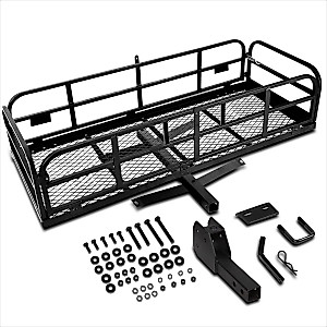 Universal 59"x24"x14" Black Mild Steel Foldable Cargo Box Luggage Carrier Basket Fits 2" Receiver