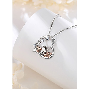 CELESTIA Sterling Silver Elephant Necklace for Women Mother and Daughter Elephant Pendant Jewelry Elephant Gifts for Women Bonus Mom Grandma Wife Aunt