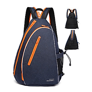 OUTPLORER Pickleball Bags for Men Women Pickleball Paddle Bag Sports Pickleball Bag Adjustable Sling Bag with Fence Hook Crossbody Backpack Fits to the Courts (Orange B)