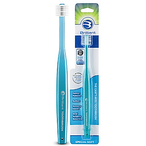 Brilliant Specialty Adult Round Toothbrush for Sensitive Mouths to Support Chemo and Other Sensory Oral Care Needs with Ultra Soft Bristles, Teal, 1 Pack