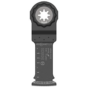 BOSCH OSP114 1-Piece 1-1/4 In. StarlockPlus Oscillating Multi Tool Wood Curved-Tec High-Carbon Steel Plunge Cut Blade for Heavy-Duty General-Purpose Applications in Wood