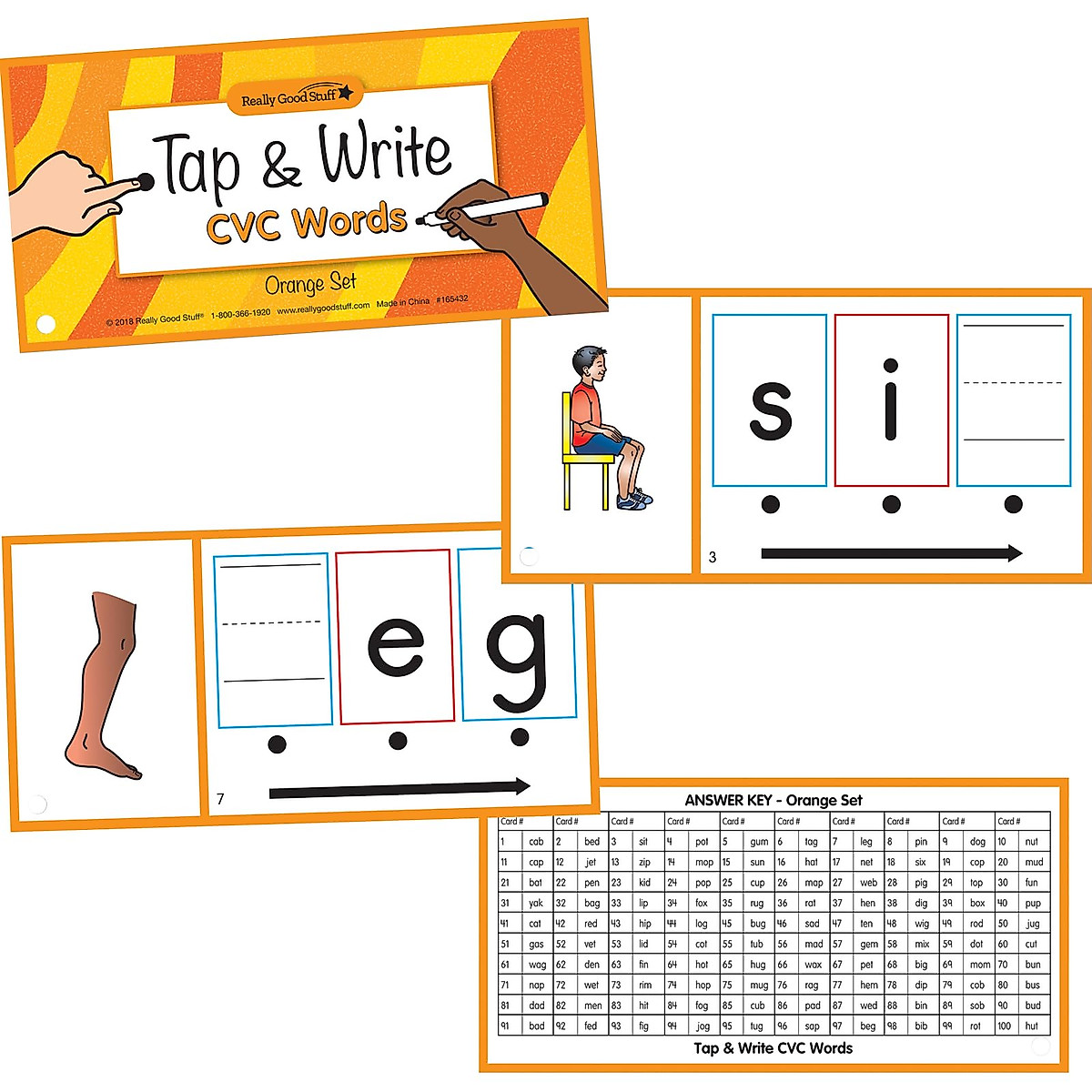 Really Good Stuff Tap and Write CVC Words - 120 Cards
