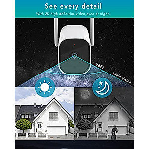 DEKCO Outdoor 1080p Pan Rotating 180° Wired WiFi Cameras for Home Security with Two-Way Audio, Night Vision, 2.4G WiFi, IP65, Motion Detection Alarm (2 Pack)