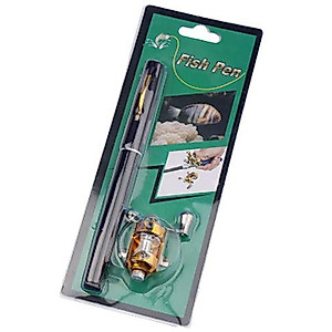 Portable Pocket Telescopic 38inch Mini Pen Shape Fishing Rod and Reel Combos, Pen Shape Folded Fishing Pole with Reel Wheel Gift, Suit for River, Lake, Reservoir, Ice Fishing and So On