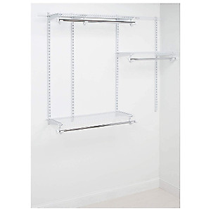 Rubbermaid Configurations Classic Closet Kit, White, 3-6 Ft., Wire Shelving Kit with Expandable Shelving and Telescoping Rods, Custom Closet Organization System, Easy Installation