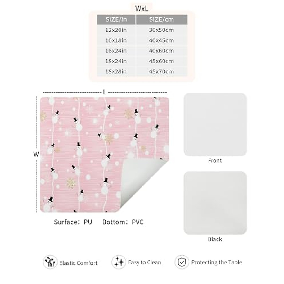 LaBLUUX Coffee Mat for Counter, Pink Christmas Snowman Snowflake Absorbent Hide Stain Coffee Bar Mat, Non-Slip Coffee Bar Accessories Kitchen Drying Mat Fit Under Coffee Maker Espresso Machine