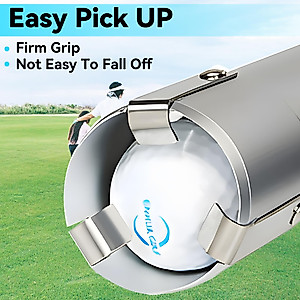 mayqmay 33.9 Inch Golf Ball Retrievers, Aluminium Tube Golf Ball Picker, Durable & Detachable Golf Ball Collector for Water and Bushes, Silver