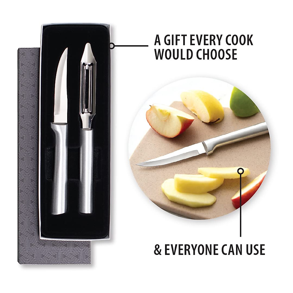 RADA Stainless Steel Paring Knife and Vegetable Peeler – Pare and Peel Gift Set with Knife Sharpener