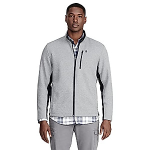 IZOD Men's Shaker Fleece Full Zip Jacket, Light Grey Heather, Medium
