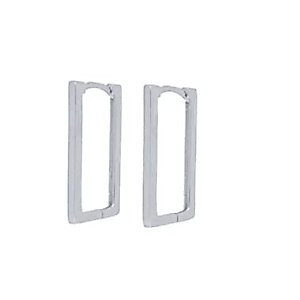 Pair of Rectangle Hoop Earrings Luxury Women Trendy Fine Huggie Earrings Cartilage Jewelry Sterling Silver, Oval Hoop Earrings, Silver or Gold, Square Hoop Earrings Bestseller (Sterling Silver)