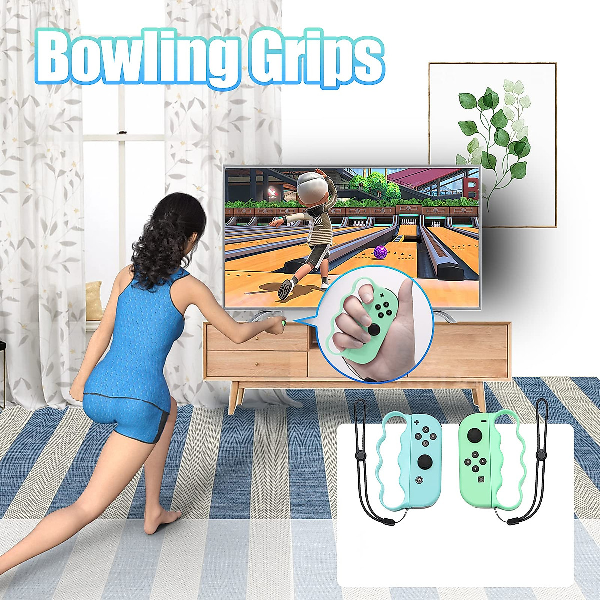 Nintendo Switch Sports Accessories, Nintendo Switch Sports Leg Strap, Switch Wrist Straps, Switch Boxing Grips, Switch Tennis Racket and Switch Golf Club - Blue and Green