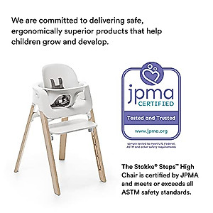 Stokke Steps High Chair - Hazy Grey Legs & White Seat - 5-in-1 Seat System - Includes Baby Set - Suits Babies 6-36 Months - Chair Holds Up to 187 lbs. - Tool Free & Adjustable