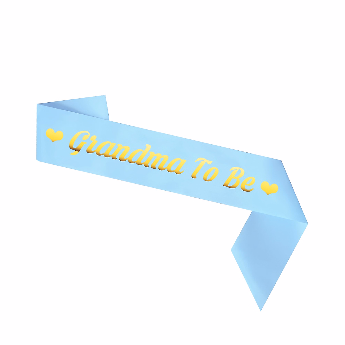 Grandma to be Sash, Light Blue Satin with Gold Font with Heart, Best Baby Shower Decorations Grandmother Gifts, Baby Boy Or Girl Neutral