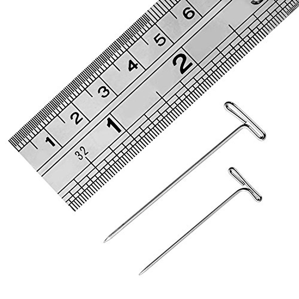 Dreamlover Straight Sewing Pins, T Pins for Mannequin Wig Head, Blocking Pins, Long Push Cubicle Pins, Straight Pins with Large Heads, 100 Pieces, 1.5 Inches and 2.0 Inches