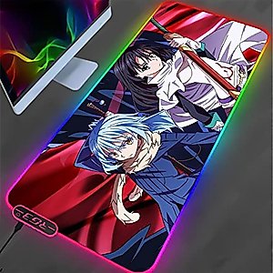 Mouse Pads RGB Anime Rimuru Tempest Gaming Mouse Pad XXL Computer Gamer Large Mousepad Led Big Carpet Keyboard Desk Mat with Backlight 30x60x0.4cm