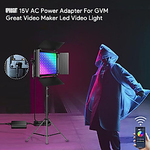 UpBright 15V AC/DC Adapter Compatible with Great Videq Maker DC-625-1530 DC6251530 DC-6251530 DC625-1530 GVM RGB LED Studio Video Light Kit Output 15VDC 3.0A DC15V 3A 45W Power Supply Cord Charger