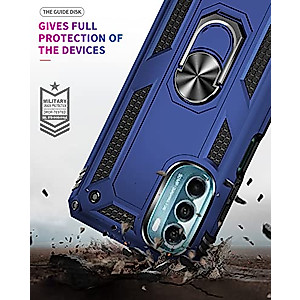 SKTGSLAMY Moto G 5G 2022 Case: Military-Grade Drop Tested, Magnetic Kickstand, Car Mount, Screen Protector - Blue