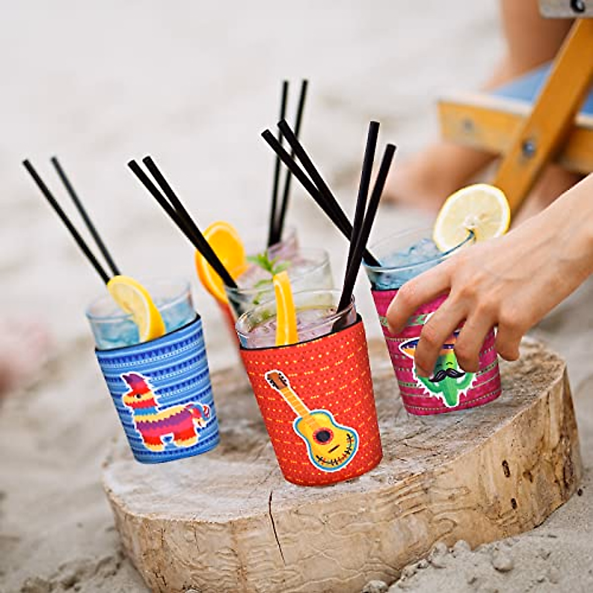 12 Pcs Mexican Can Cooler Sleeves Fiesta 12 oz Insulated Neoprene Can Cover for Soda Beer Beverages Cactus Mexican Party Decorations Cinco De Mayofiesta Party Supplies