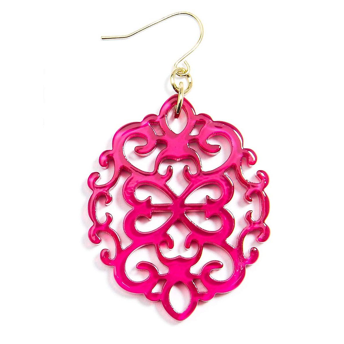 ZENZII Modern Damask Pattern Resin Earring (Hot Pink)