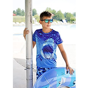 RAISEVERN Boys Girls Shark Shirts T-Shirt Students Unisex Short Sleeve Tops Casual Tees for Kids Holiday School Outfits 9-12 Years