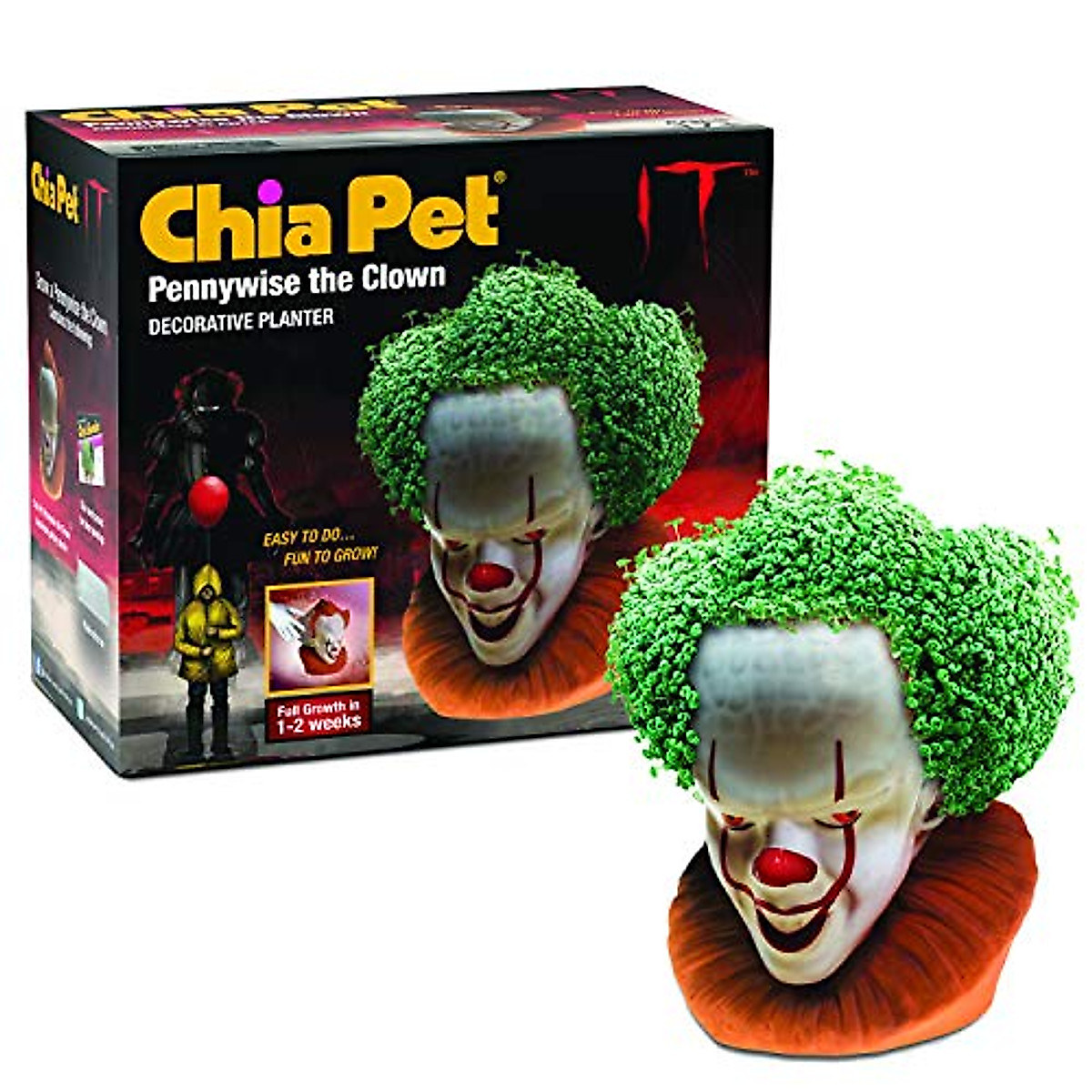 Chia Pet IT Pennywise with Seed Pack, Decorative Pottery Planter, Easy to Do and Fun to Grow, Novelty Gift, Perfect for Any Occasion