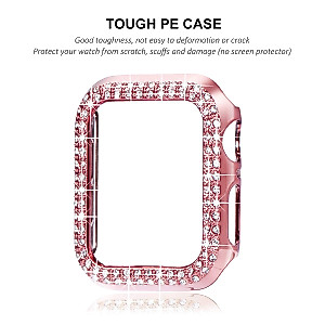 Surace 40mm Case Compatible with Apple Watch Case, Bling Frame Protective Case Screen Protector Replacement for Apple Watch Series 6/5/4 40mm, Rose Gold/Pink/Black/Silver/Clear
