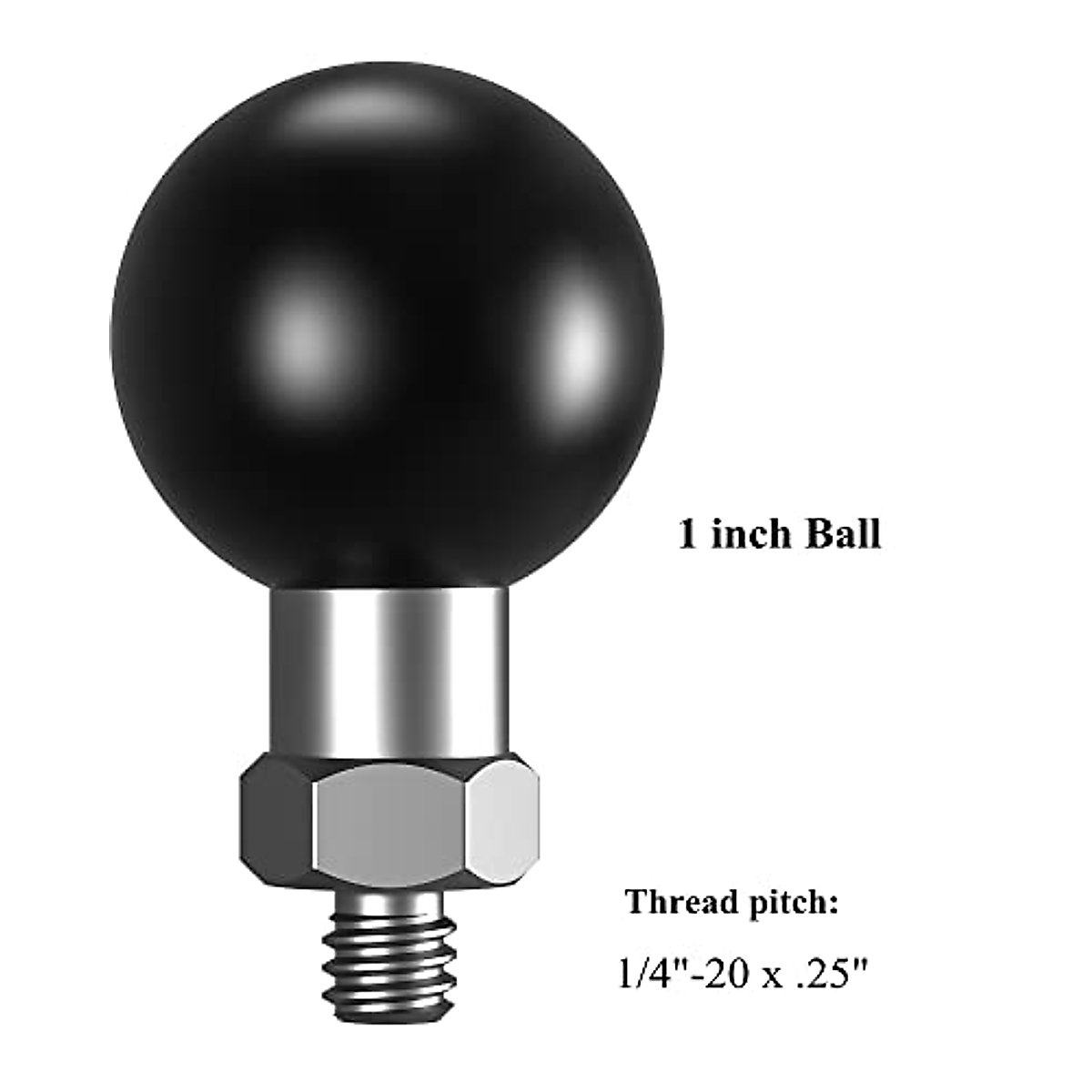 BRCOVAN 1'' Ball Adapter with 1/4"-20 Threaded Post for Action Camera & Camcorder Compatible with RAM Mounts B Size Double Socket Arm