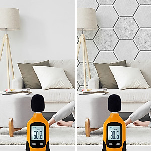 Balkwan Self-adhesive Acoustic Panels Hexagon Art Decor Sound Proof Padding Sound Dampening Panel Acoustic Foam Wall Tiles, 6.8" x 7.9" x 0.35" Beveled Edge 6 pack (7.8 Inch, Dark Blue)