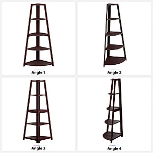 Corner Shelf, TopMade 5-Tier Corner Shelf Stand Industrial Ladder Bookcase Small Storage Rack Bookshelf Float Corner Shelves Wood Furniture Plant Stand for Living Room Kitchen Home Office-Rustic Brown