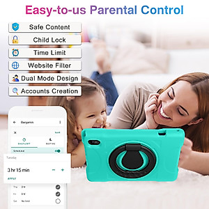 2024 Kids Tablet, 10 inch Android 13 Tablets for Kid Toddler 12GB+128GB 6000mAh Tablet with Shockproof Case, 5G WiFi, Kids Space Parental Control, 1280x800 HD Touchscreen, Bluetooth,Dual Camera -Green