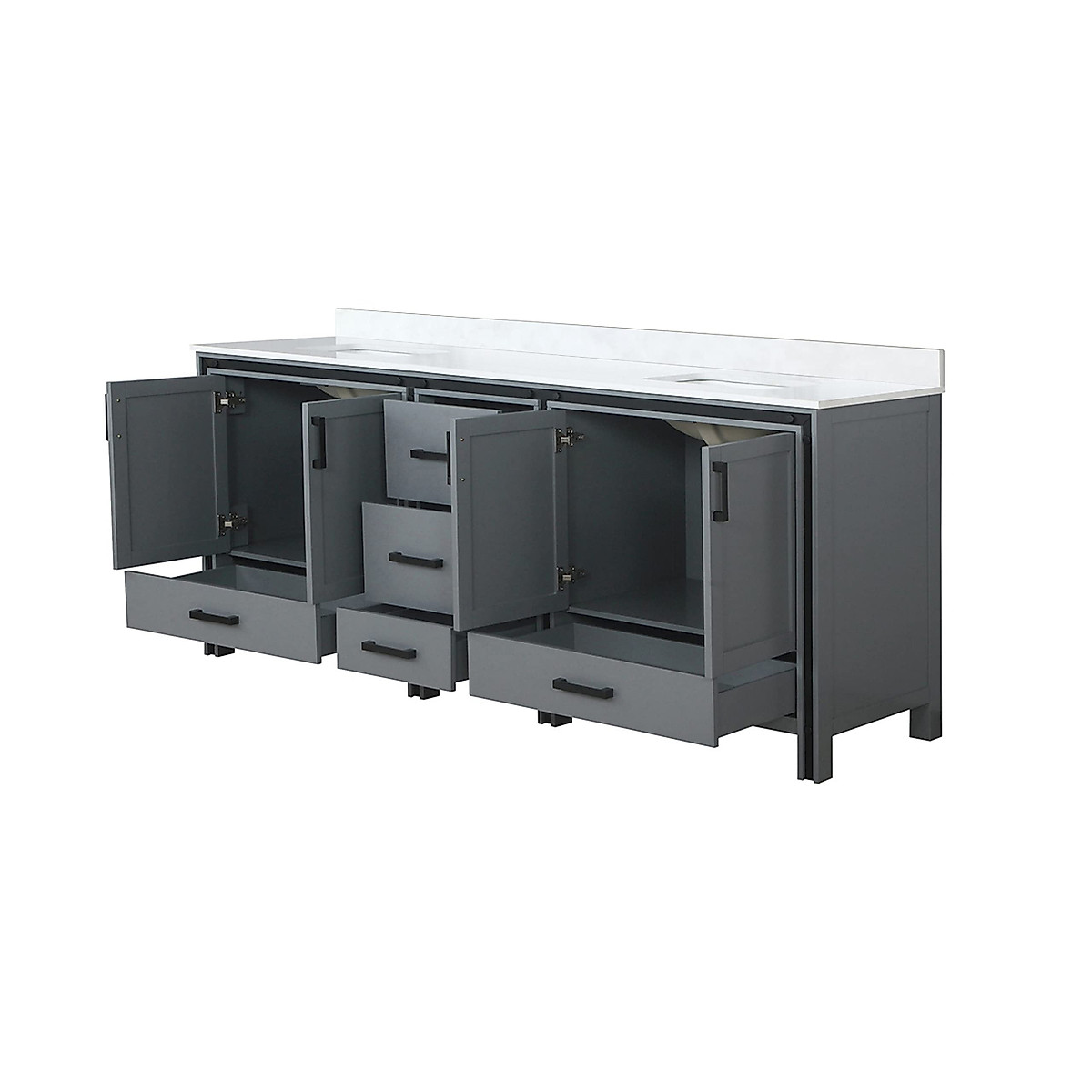 Bell+Modern Augustine 84 in W x 22 in D Dark Grey Double Bath Vanity and White Quartz Top