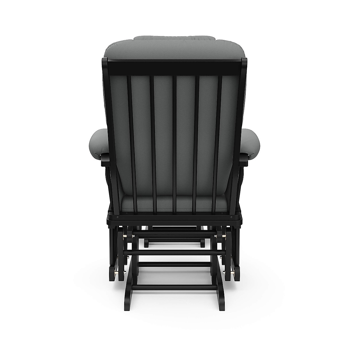 Storkcraft Tuscany Custom Glider and Ottoman with Free Lumbar Pillow, Black/Grey, Cleanable Upholstered Comfort Rocking Nursery Chair with Ottoman, Metal