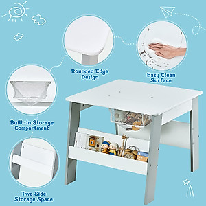 Anxious monkey Kids Table and Chairs Set, 2 in 1 Desk with Storage Space Wooden Activity Tabletop for Kids, Unique, Sturdy Children Table and Chairs Set for Reading, Drawing, Playroom, Gift for Kids