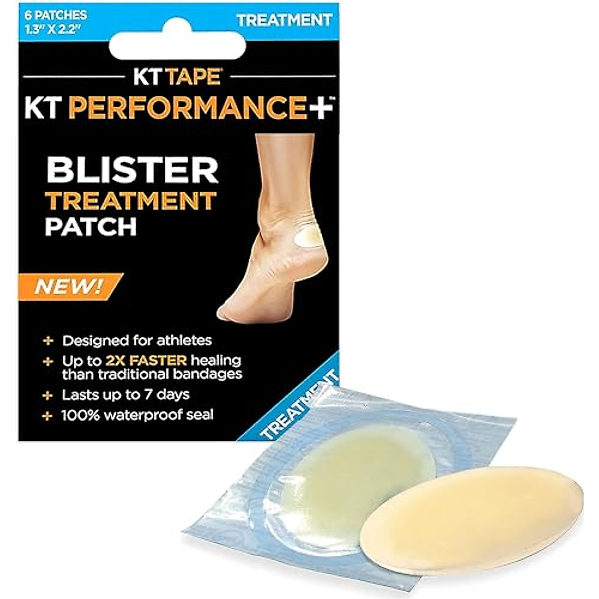 KT Health, Blister Treatment Patch, Waterproof Hydrocolloid Bandage, 6 Count