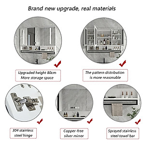 Medicine cabinet with LED lights,Smart touch,bathroom vanity mirror with lights and storage,with Defogger, Dimmer,lighted cabinets for bathroom with time display,smart wall mount medicine cabinet ( Si