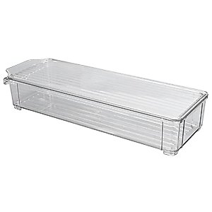 FTVOGUE Clear Plastic Organizing Bin Large Capacity Storage Organizer for Kitchen Fridge Pantry Organization(5.5cm Height), Storage Box Storage Box