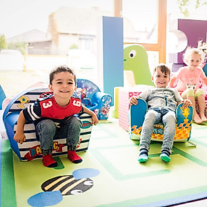 Delsit Lightweight Toddler and Kid Sized Frameless Foam Chair with Removable Cover for Bedrooms, Playrooms, and Living Rooms, Midnight Plane